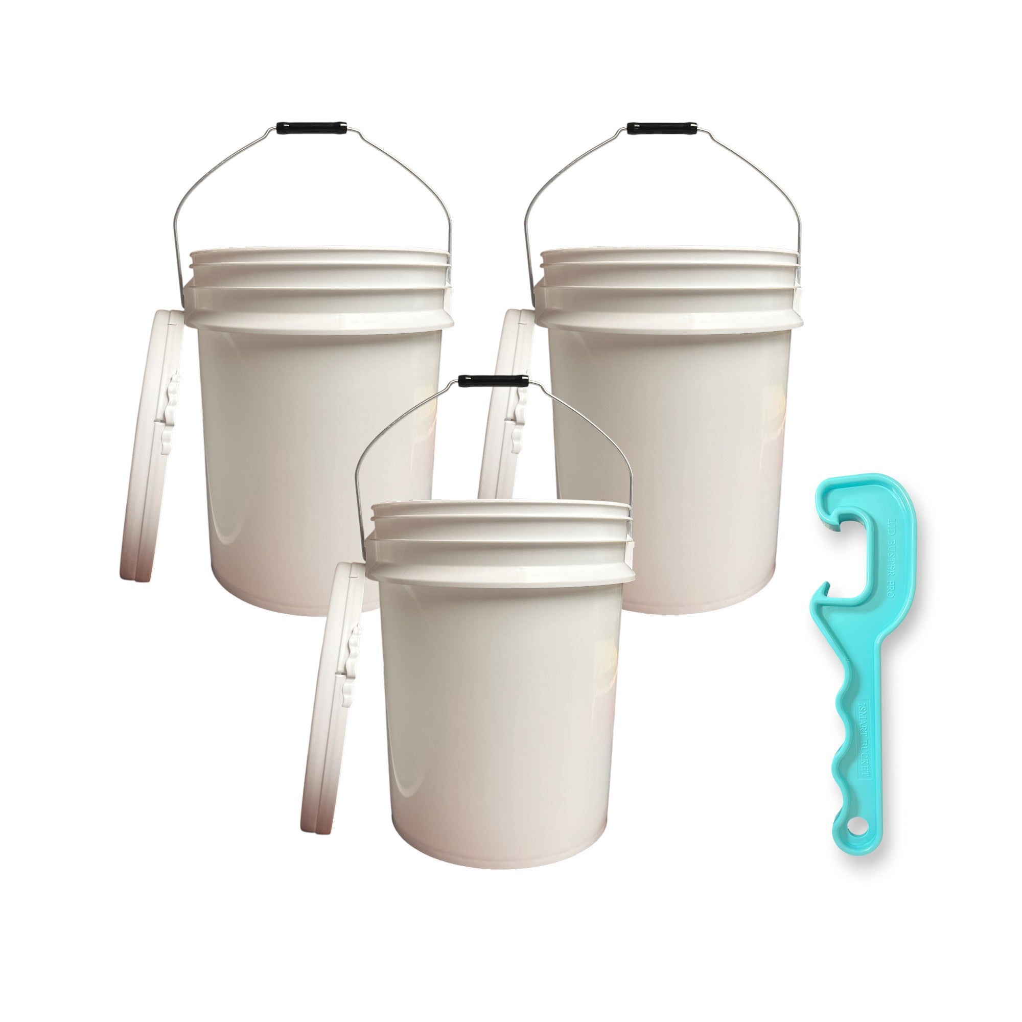 5-Gallon Bucket with Lid – 3 Pack + Bucket Opener Tool – ISMARTBUCKET