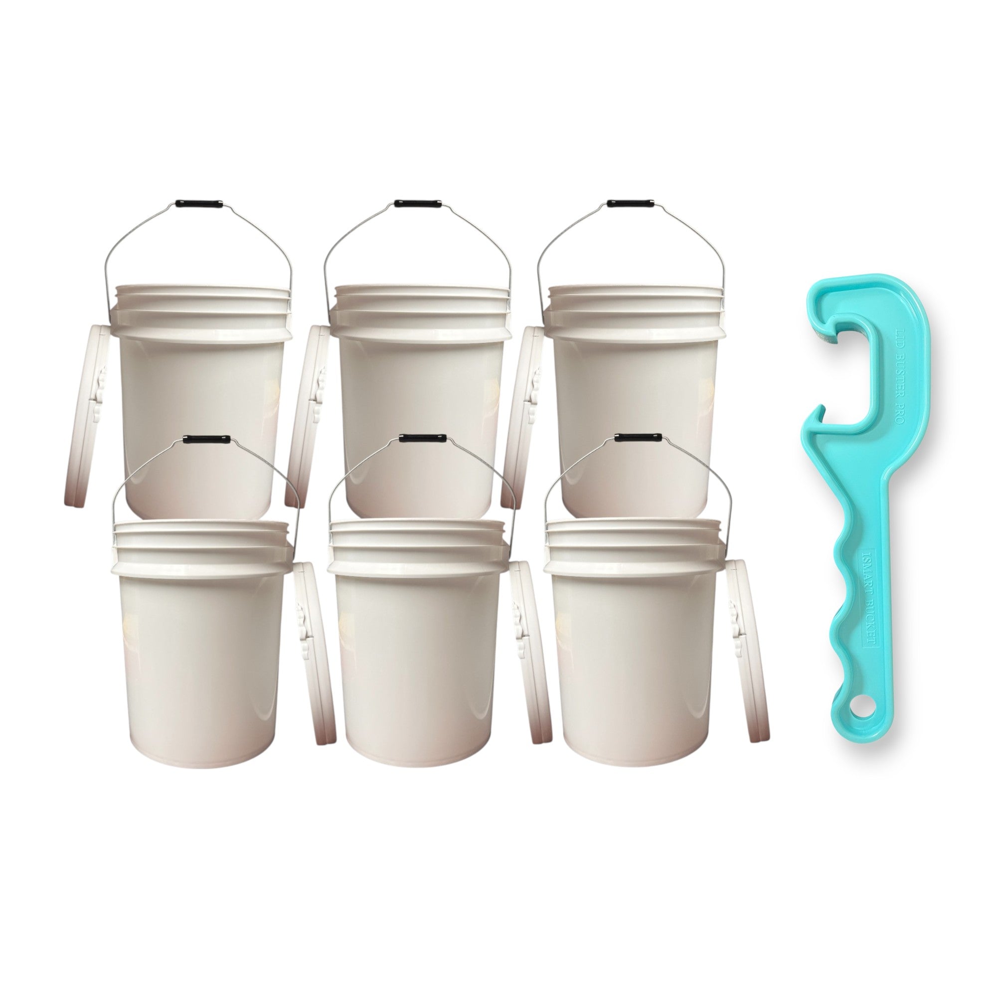 5-Gallon Bucket with Lid – 6 Pack + Bucket Opener Tool – ISMARTBUCKET